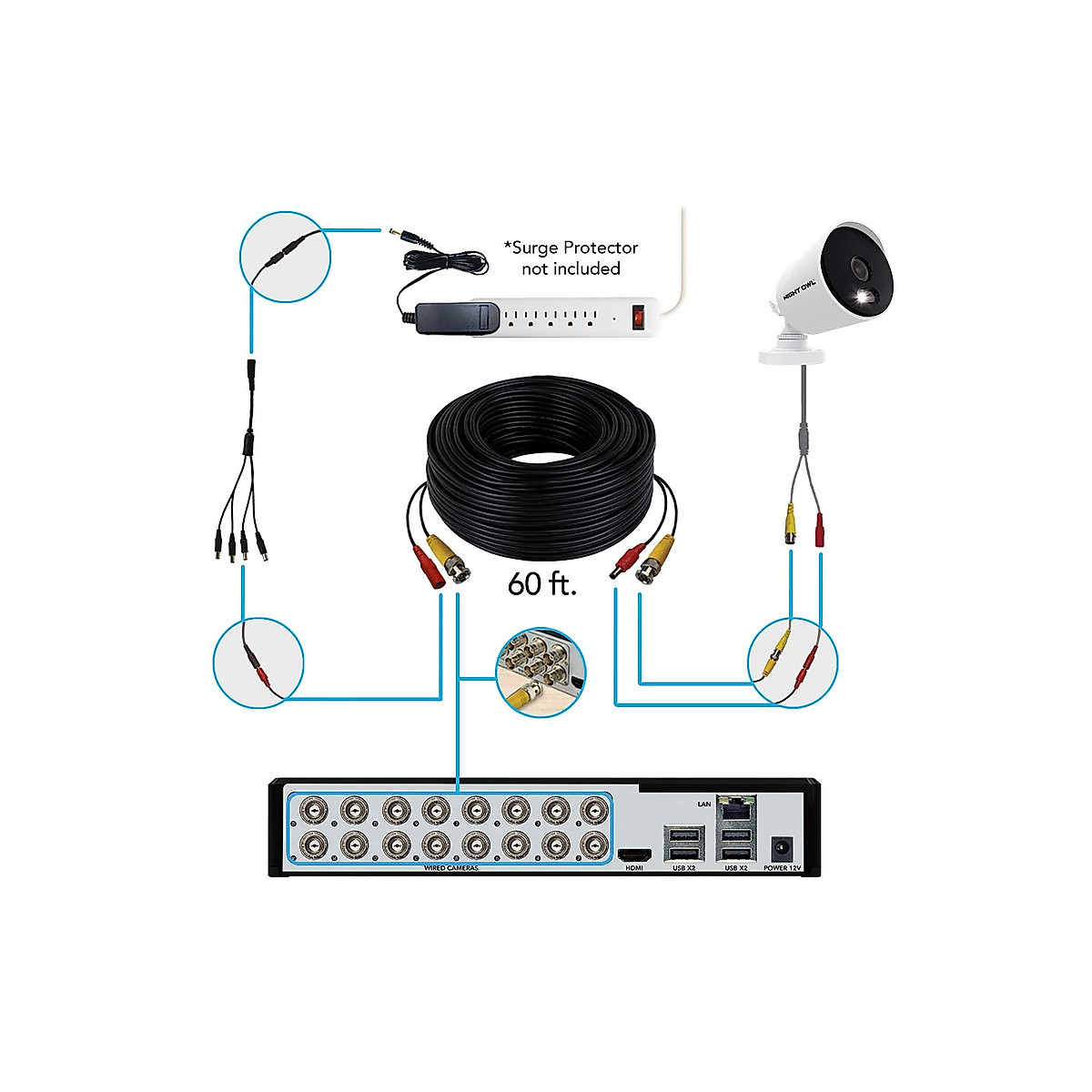 Night Owl CCTV Video Home Security Camera System with 4 Wired 1080p HD Indoor/Outdoor Cameras with Night Vision (Expandable up to a Total of 16 Wired Cameras) and 1TB Hard Drive