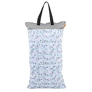 Zerodis Wet Dry Cloth Diaper Bags, Double Zippers and Double Pockets Large Hanging Reusable Wet Pail Bag for Beach Pool Gym Wet Dirty Clothes