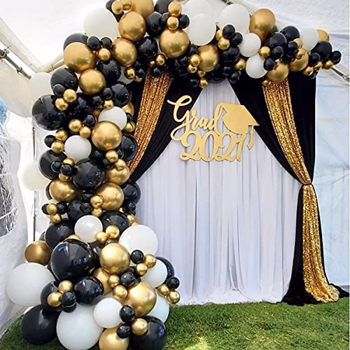 Black Gold Sliver Balloons Garland Arch Kit with Chrome Metallic Gold Silver 169pcs Various Sizes Balloon for Anniversary New Year Party Bachelorette NYE Party Decorations