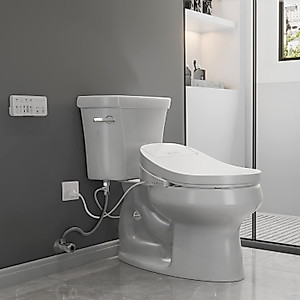 ZMJH ZMA201S Elongated Electronic Bidet Toilet Seat, Unlimited Warm Water, Vortex Wash, Heated Seat, Warm Air Dryer, Rear and Front Wash, Remote Control, LED Light, Smart, Need Electrical, White