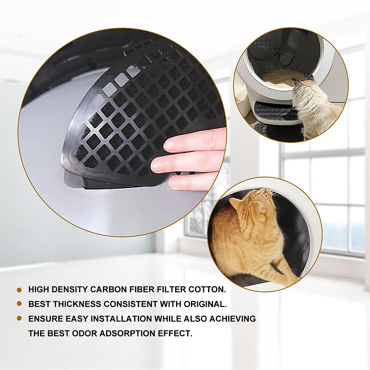 8 Pack Carbon Filters Compatible with Model 4, Activated Charcoal Cat Litter Box Filters Replacement to Absorb Odors Litter Box Deodorizer Controls Moisture and Keep Home Fresh
