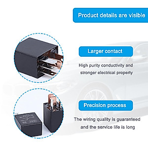 Yumfugu 2 PCS Car 5 Pin 12V 30A Relay, Multi-Purpose 30A Waterproof Heavy Duty Relay Replacement, Universal Automotive Conditioner Relay Accessories for Cars SUVs Trucks (Black)