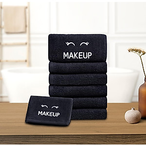 White Classic Bleach Safe Black Makeup Washcloths for Face Cleansing, 12 Pack - Super Soft Luxury Cotton Black Makeup Towels, Highly Absorbent and Quick Dry, All Makeup Remover Cloth | 13 x 13