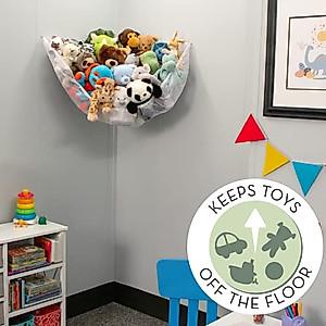 S&T INC. Stuffed Animal Net or Hammock, Mesh Hanging Stuffed Animal Storage Net, Hardware Included, White, Stretches up to 55 Inches, 1 Pack