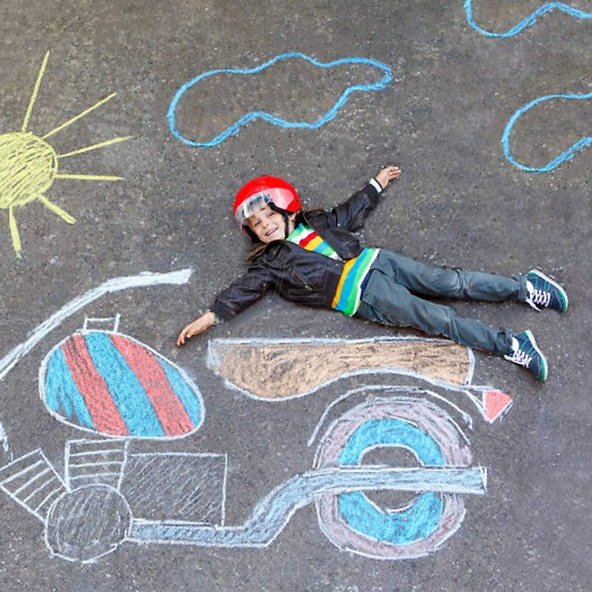 feela Sidewalk Chalk, 144 Pack 18 Colors Sidewalk Chalk Set For Kids Jumbo Chalk Bulk, Great for Kids Family, Paint on Sidewalk School Chalkboard Blackboard Street Playground