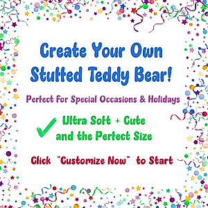 TeesAndTankYou Custom Teddy Bear 8 Inch with Custom Text, Personalized Gift for Anniversary, Graduation, Brown Stuffed Animal White Shirt YT