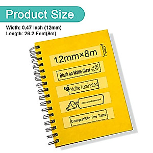 NineLeaf 3PK Compatible for Brother TZe-M31 TZeM31 TZ-M31 TZM31 Label Tape 12mm 1/2'' 0.47'' Black on Matte Clear Standard Laminated Labeling Work with P-Touch PT-D210 D400AD H110 D600 Label Maker