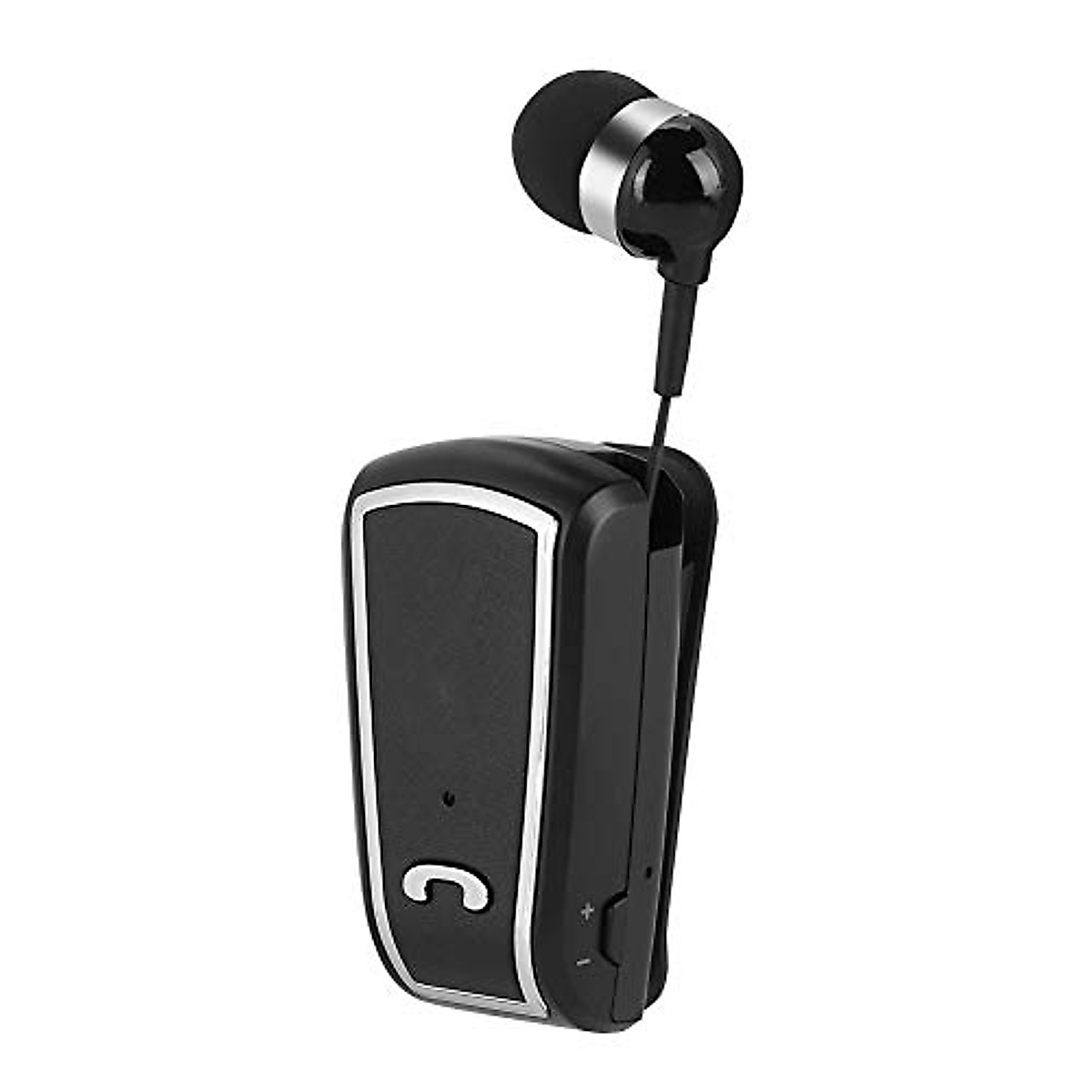 Fineblue F-V3 Retractable Bluetooth Earphone Business Lavalier Earphone Wireless in-Ear Earphone Caller ID Voice Prompts Stereo Bluetooth V4.1 Single Ear Answering(Black)