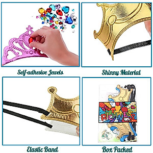 Richness DIY Party Crowns Foam Kids Tiaras Make Your Own Crowns with Jewel Stickers Party Favors for Kids Pack of 12 … (Multicolor) …