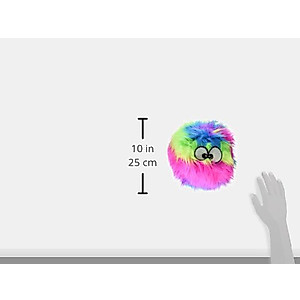 goDog Furballz Squeaky Plush Ball Dog Toy, Chew Guard Technology - Rainbow, Large