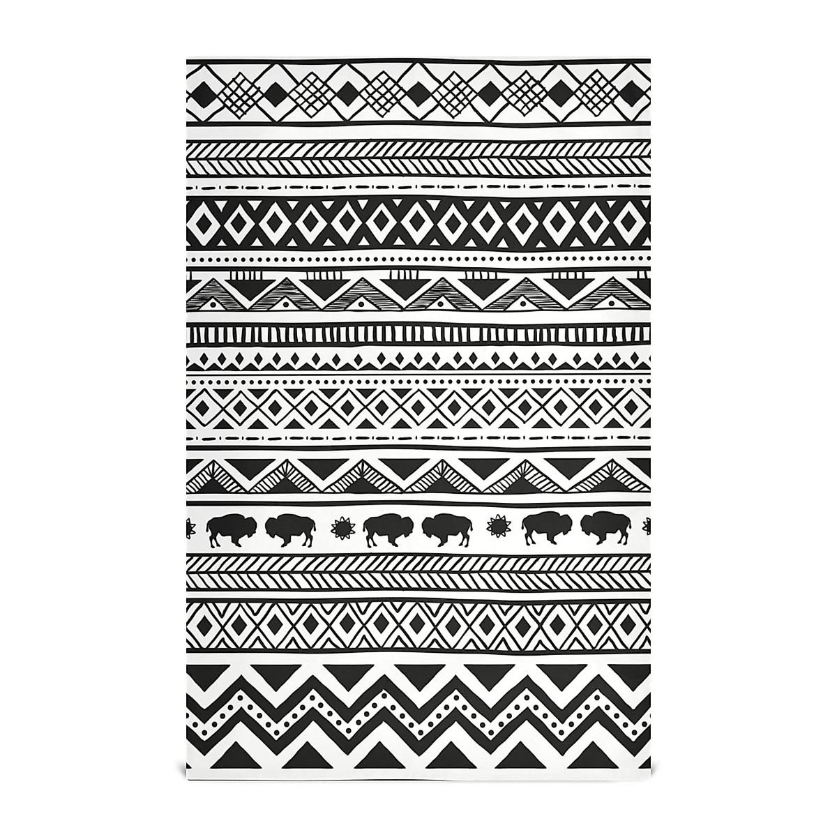 susiyo Aztec Tribal Black and White Kitchen Dish Towel, Set of 4 Pcs Soft Polyester Dish Cloth for Cooking Washing, 28 X 18 Inch