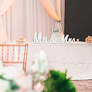 IDEALHOUSE Mr and Mrs Wood Sign, Exquisite Big Size Mr & Mrs Wooden Letters Perfect for Wedding Sweetheart Table Decorations, Photo Props, Party Table, Rustic Wedding Decorations and More(White)