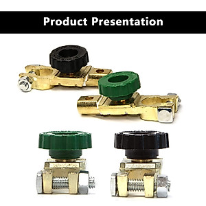 cueclue Pack-2 Cable Cut Off Switch, Copper Cable Terminal Link Quick Switch, Cable Disconnect Switch for Most Cars Boats Trucks (Gold)