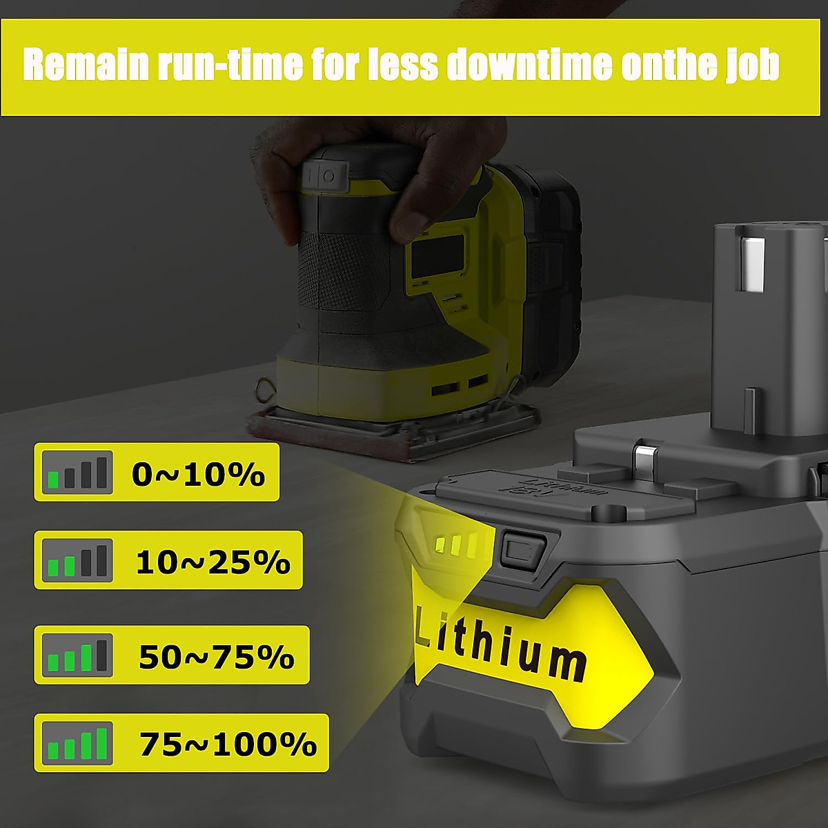 Powilling 6000mAh 18v Lithium Battery Replacement for Ryobi 18-Volt 18L50 ONE+ P104 P105 P102 P103 P107 P108 P109 Cordless Tool