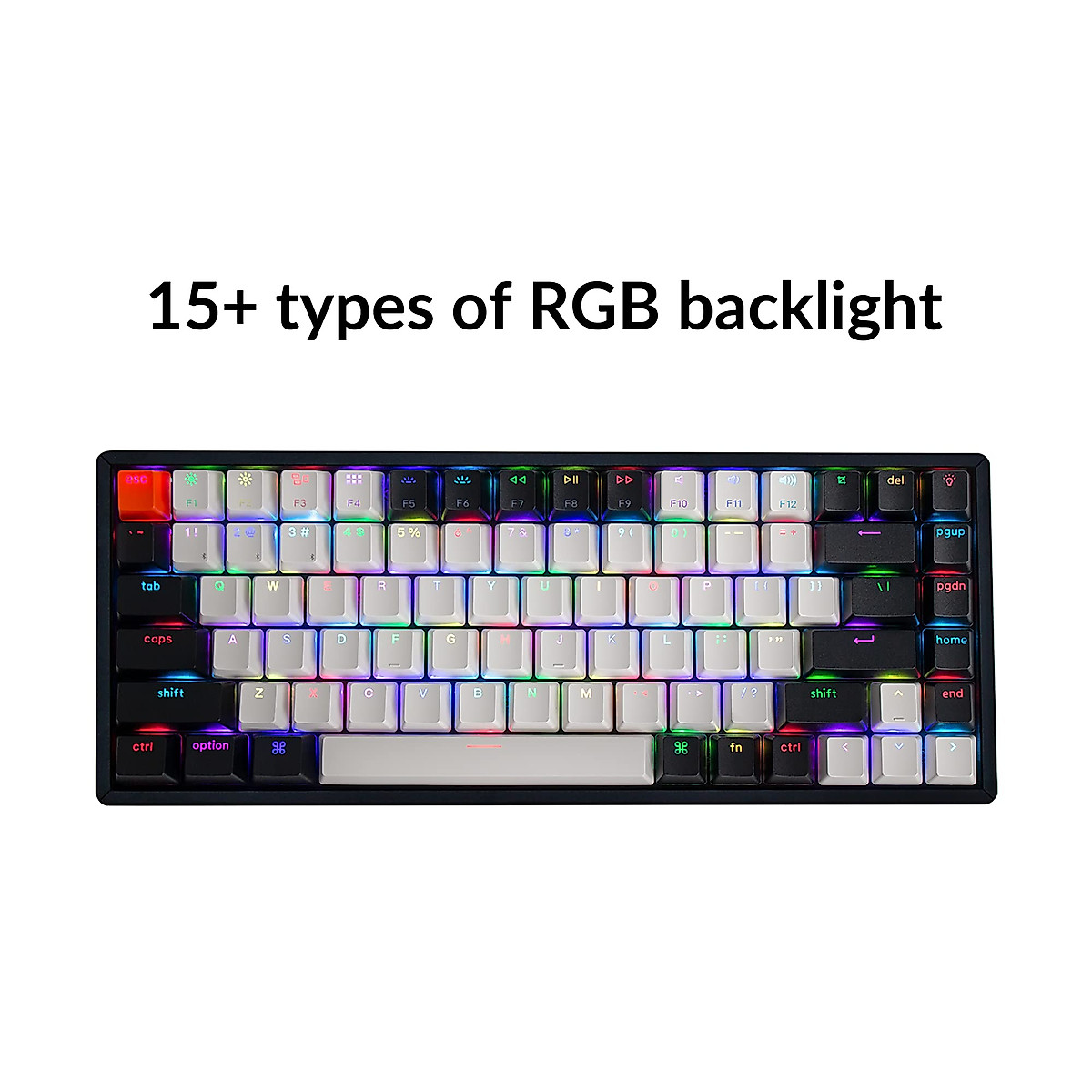Keychron K2 75% Layout 84 Keys Hot-swappable Bluetooth Wireless/USB Wired Mechanical Keyboard with Gateron G Pro Blue Switch/Double-Shot Keycaps/RGB Backlight/Aluminum Frame for Mac Windows Version 2