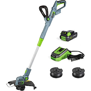 WORKPRO 20V Cordless String Trimmer/Edger, 12-inch, with 2Ah Lithium-Ion Battery, 1 Hour Quick Charger, 16.4ft Trimmer Line Included