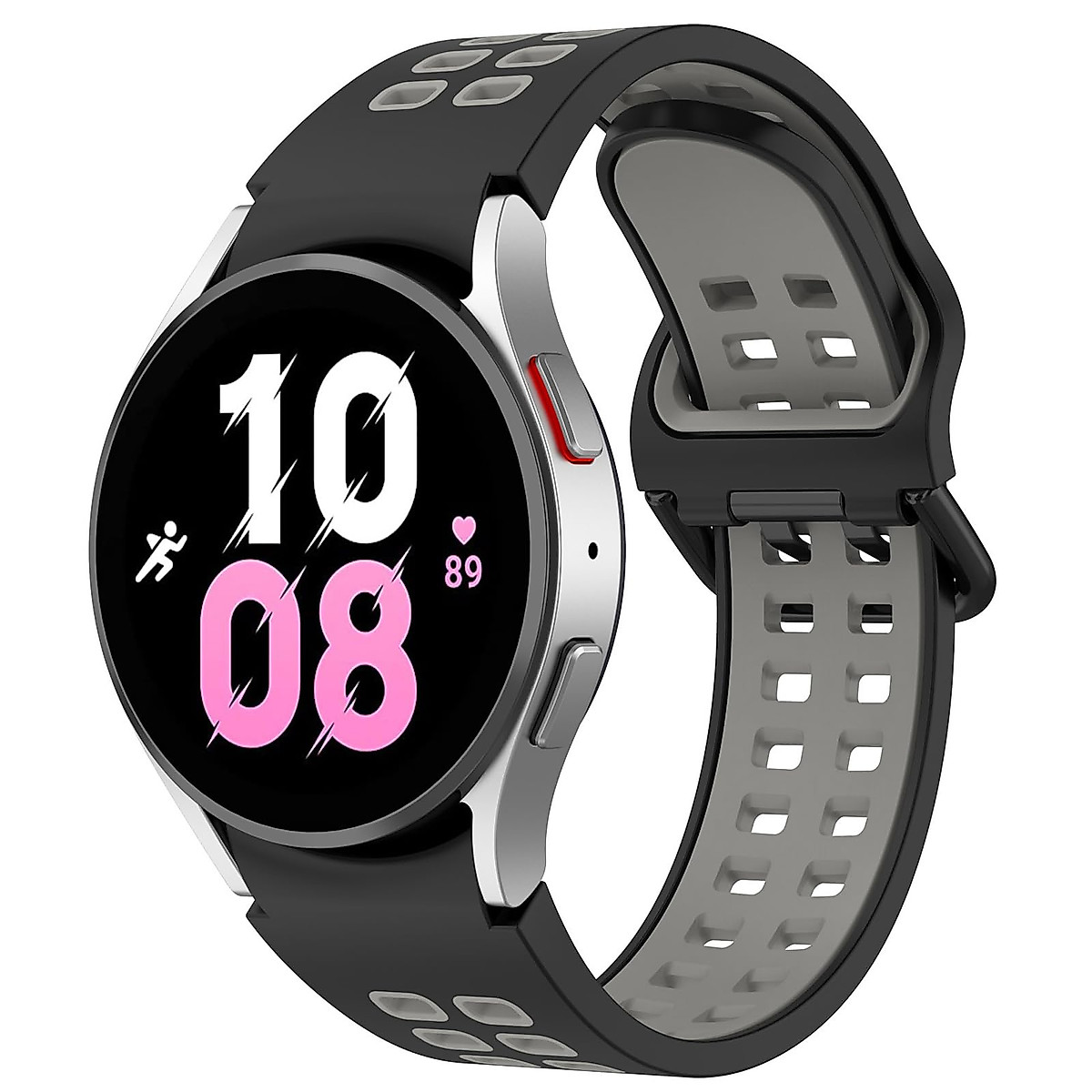 Disscool Replacement Wristbands Compatible with Samsung Galaxy Watch 6/Watch 5/Galaxy Watch 4/Galaxy Watch 3 41mm, 20mm Adjustable Soft Silicone Wrist Strap with Quick Release(Black+Grey)