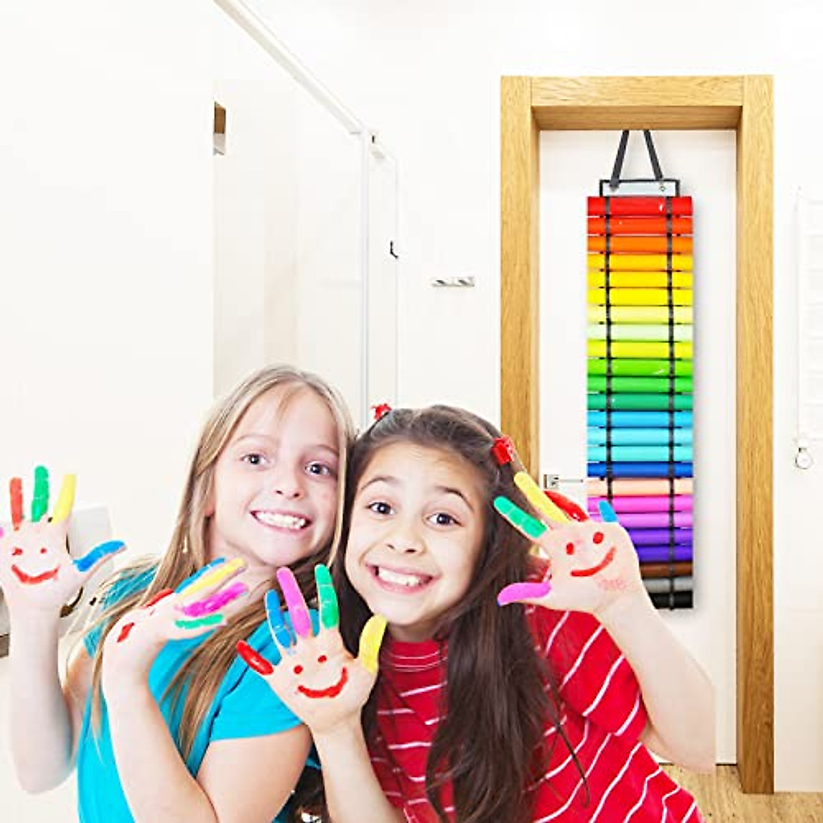 Vinyl Rolls Storage Rack, Vinyl Roll with 24 Compartment Volume Compartments Wall Mount/Door, Vinyl Storage Rack for Craftsmanship (Gray)