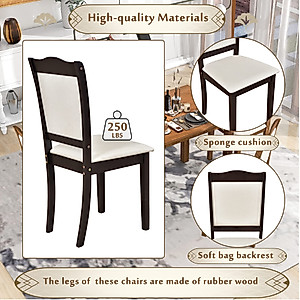 APRILSOUL 5-Piece Wood Dining Set with Simple Style Rectangular Tables with Upholstered Chairs for Space, for Playroom, Living Room, Home Bar, and Kitchen, Espresso