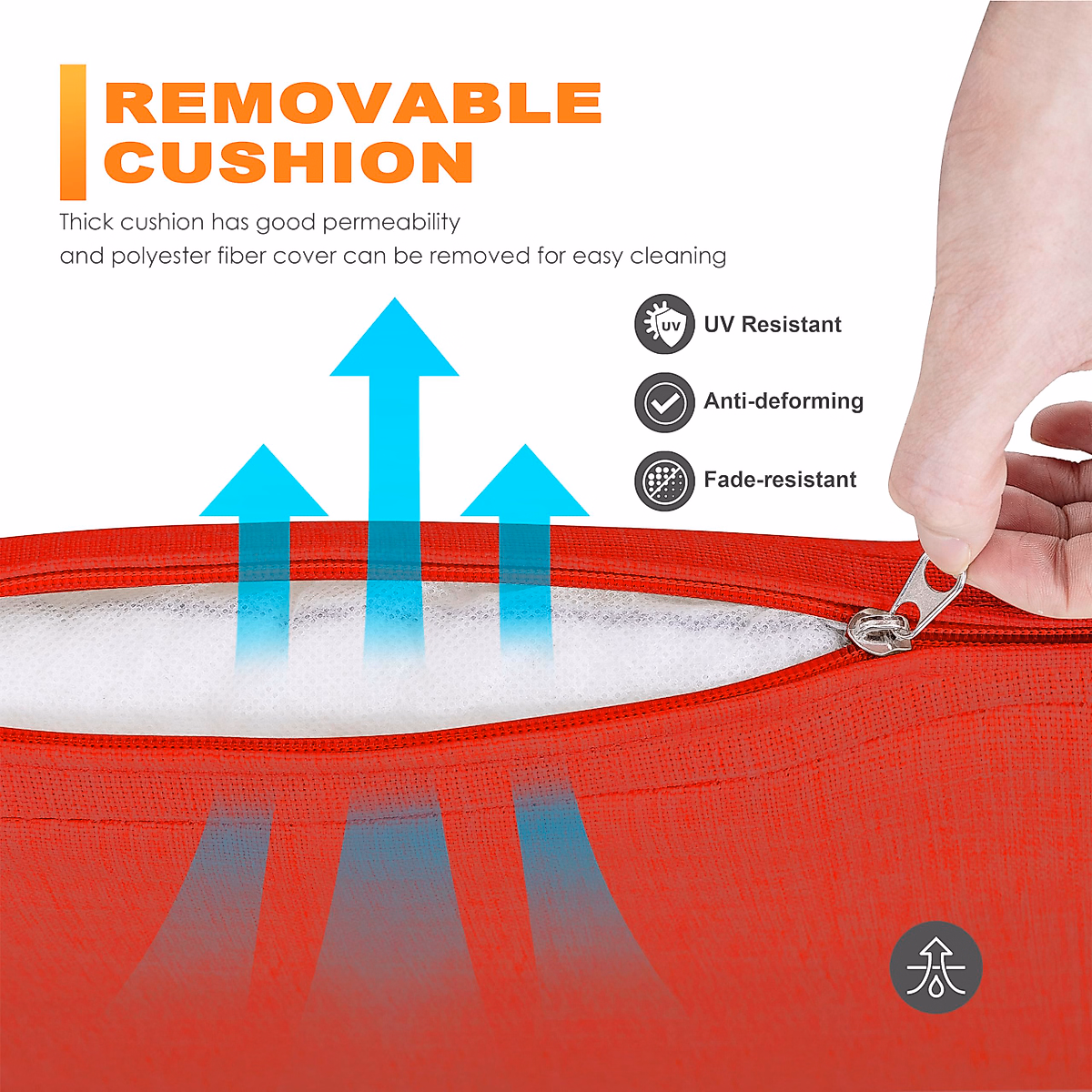 NUU GARDEN 3 Pieces Swivel Rocker Patio Bistro Set Outdoor Furniture Porch Cushioned Swivel Rocker Chairs Conversation Sets with Round Iron Coffee Table,Black&Red