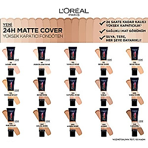 L'Oreal Paris Foundation, Infallible Matte Cover 24hour 200 Golden Sand, Sweat-proof, Heat-proof, Transfer-proof and Water-proof, SPF 18, 30 ml