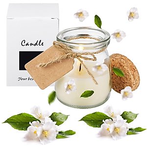 MTLEE 50 Pcs Jars Candle for Guests Wedding Candle Gift Natural Wax Candles with DIY Tag Cards for Bridesmaid Groomsman Baby Shower Party Favors Home Supply Decor (Jasmine)