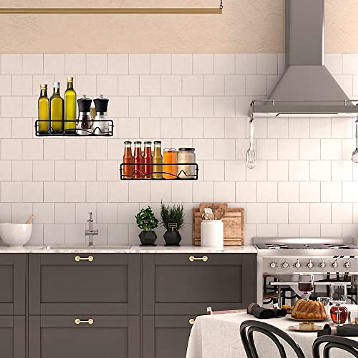 Nichemigo Adhesive Shower Caddy, Shower Shelves, Bathroom Shower Organizer for Inside Shower, No Drilling Rustproof Washroom Shower Shelf, Cat Shape Rack Wall Mounted Basket Storage, 2 Pack, Black