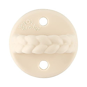 Itzy Ritzy Sweetie Soother Silicone Orthodontic Pacifiers with Collapsible Handle & Two Air Holes for Added Safety, Set of 2 in Buttercream & Toast for Ages 6-18 Months