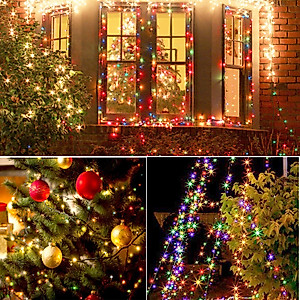 VTECHOLOGY 500LED Solar Christmas Lights, 170Ft Christmas Tree Lights with 8 Lighting Modes Waterproof Outdoor Lights for Patio Party (Multicolor)