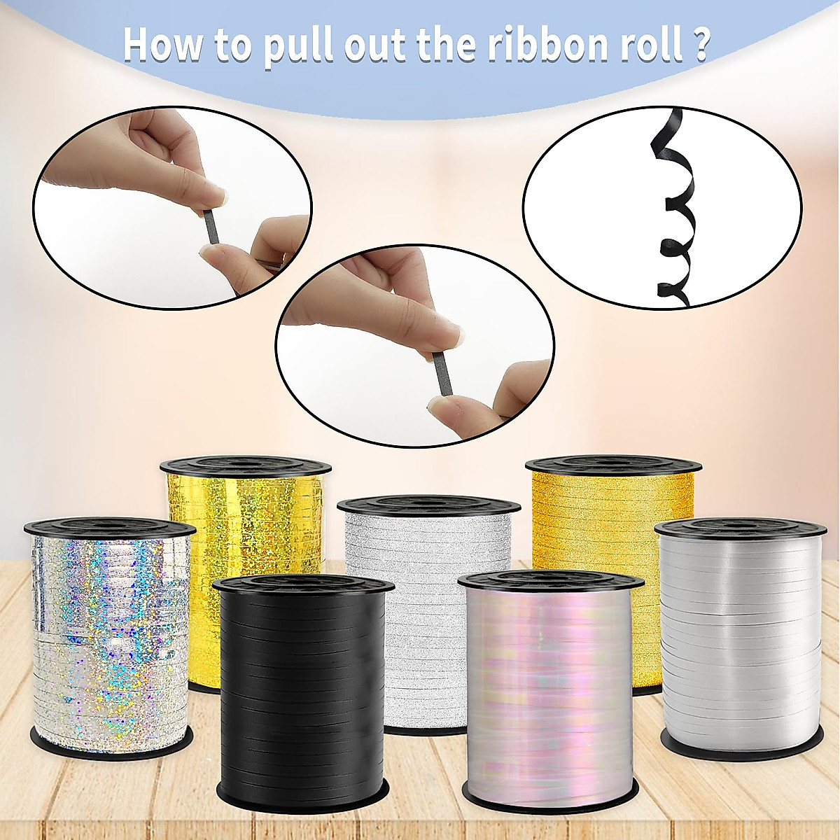 Black Curling Ribbon, 500 Yard Black Ribbon, Curling Ribbon, 1/5" Ribbon Curling for Present Wrapping, Balloon Ribbon, Birthday, Party, Festival, Florist Flowers Decoratio, Art Craft