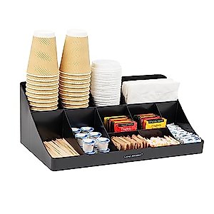 Mind Reader 11 Compartment Breakroom Coffee Condiment Organizer, Black