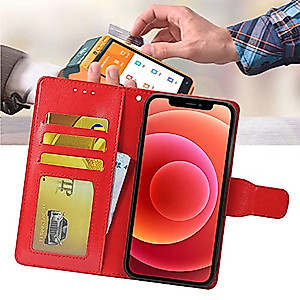 CYR-Guard Phone Cover Wallet Folio Case for Oppo Reno Reno 6 PRO 5G MEDIATEK Edition, Premium PU Leather Slim Fit Cover, 1 Photo Frame Slot, Well Fit, Red