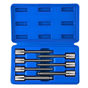 Neiko 10243A 3/8-Inch-Drive Extra-Long Ball-End Hex-Bit Socket Set, Metric Sockets 3/8" or 3 to 10 mm, S2 Steel, 7-Piece Set