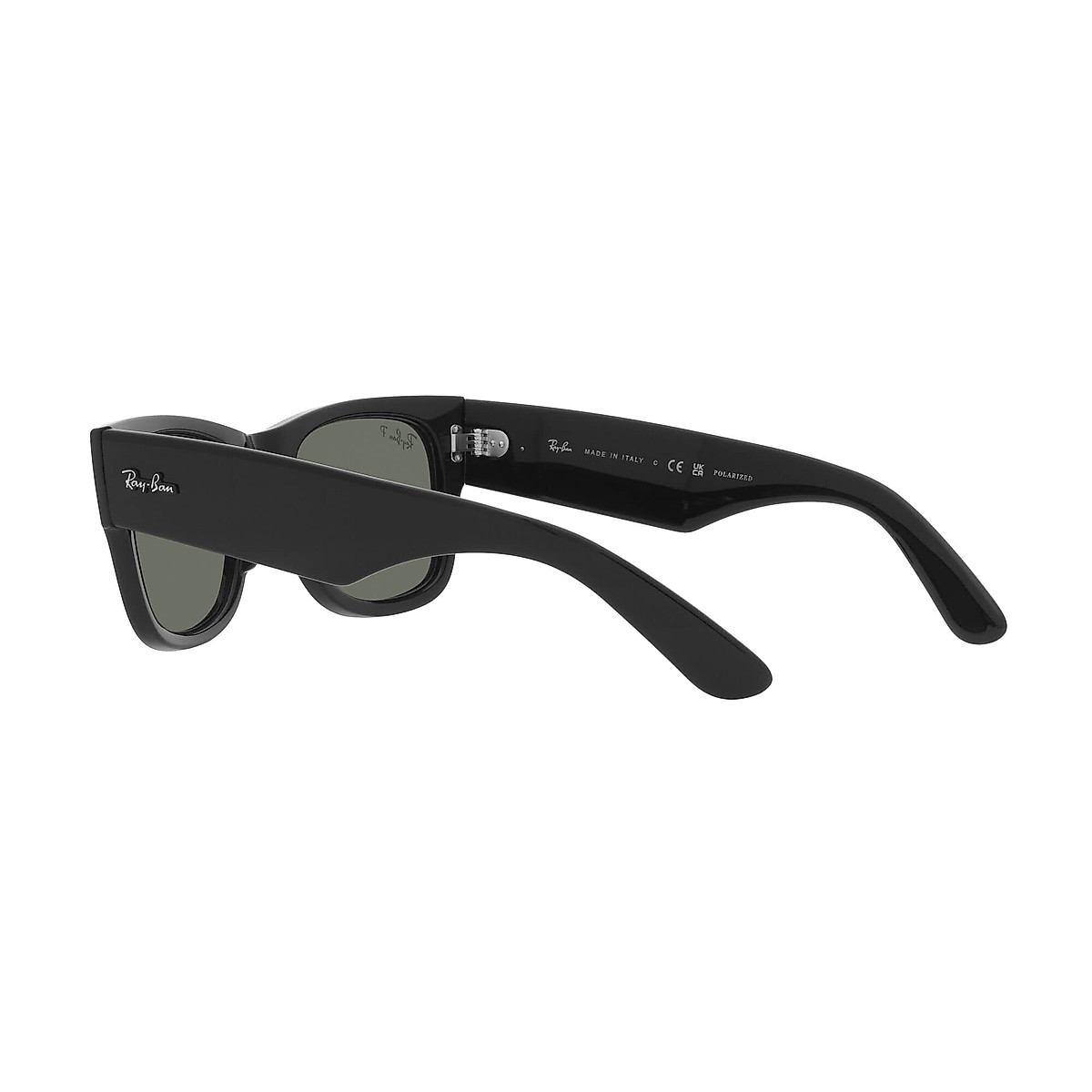 Ray-Ban RB0840SF Mega Wayfarer Low Bridge Fit Square Sunglasses, Black/Green Polarized, 52 mm
