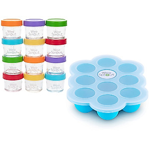 Bundle - 2 Items: WeeSprout 4 oz Glass Baby Food Jars and Small Baby Food Freezer Tray