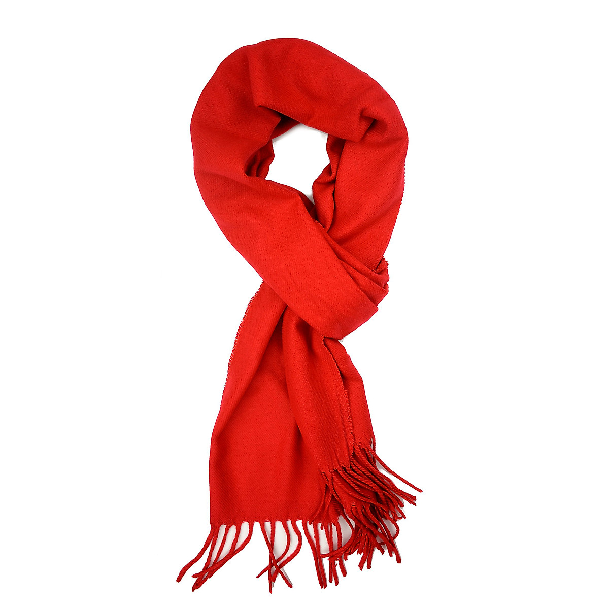 Plum Feathers Winter Scarf Shawl with Cashmere Feel - Rich Solid Colors Winter Scarves and Wraps 72" x 12" (Red)