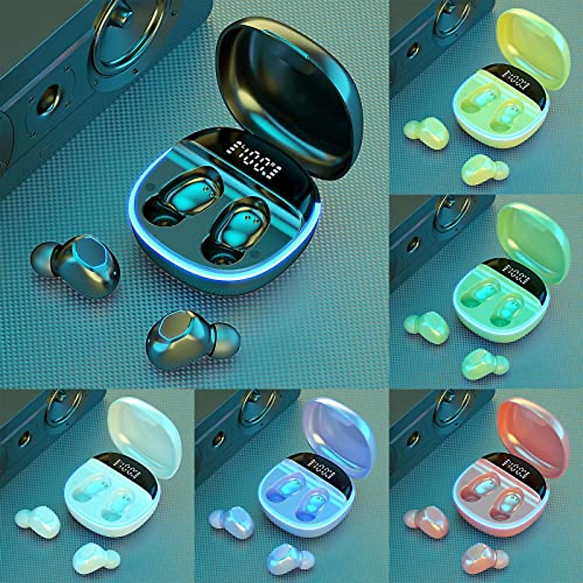 Bluetooth 5.2 Earbuds Earphones, Wireless Sports Headphones, 9D Stereo Sound Earbuds with Charging Box Microphone