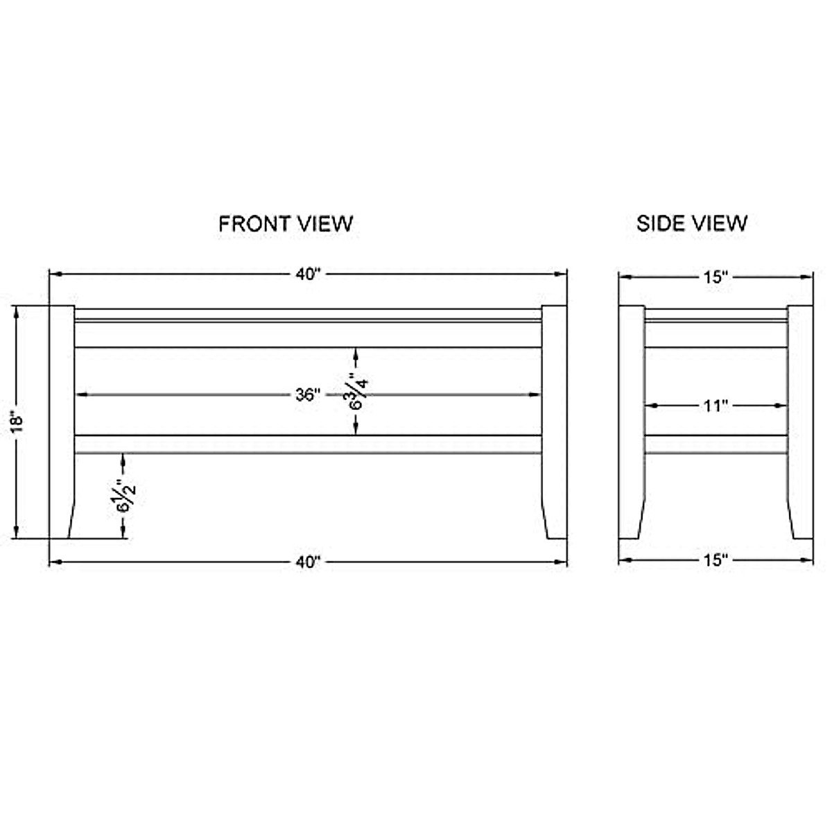 Alaterre Furniture Newport 40" Wood Bench with Rush Seat