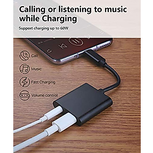 Samsung Galaxy S22 Headphone Adapter, 2 in 1 USB C to 3.5mm Audio Adapter&60W Fast Charging Adapter Compatible with Galaxy S22+/S22 Ultra/S21/S21FE/S20/Note20, iPad Pro, Google Pixel 7/7Pro/6/6Pro/5
