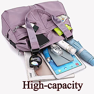 QINMAO 2023 Large Capacity Waterproof Multi Pocket Nylon Shoulder Bag,Women Tote Bags,Crossbody Handbag with Pockets (Khaki)