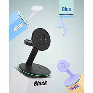 Magnetic Wireless Charger 3 in 1, PEXXUS 15W Fast Mag-Safe Charger Stand Wireless Charging Station for iPhone 14 13 12 Pro/Max/Mini,AirPods Pro/3/2, Apple Watch 7/6/SE/5/4/3/2(QC3.0 Adapter Included)