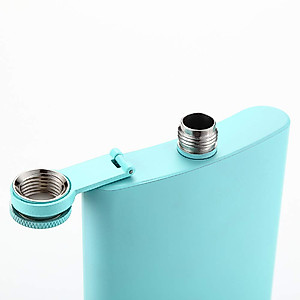 FYL Hip Flask for Liquor Matte Purple 8 Oz 18/8 Stainless Steel Leakproof with Funnel, Never-Lose Cap Flask