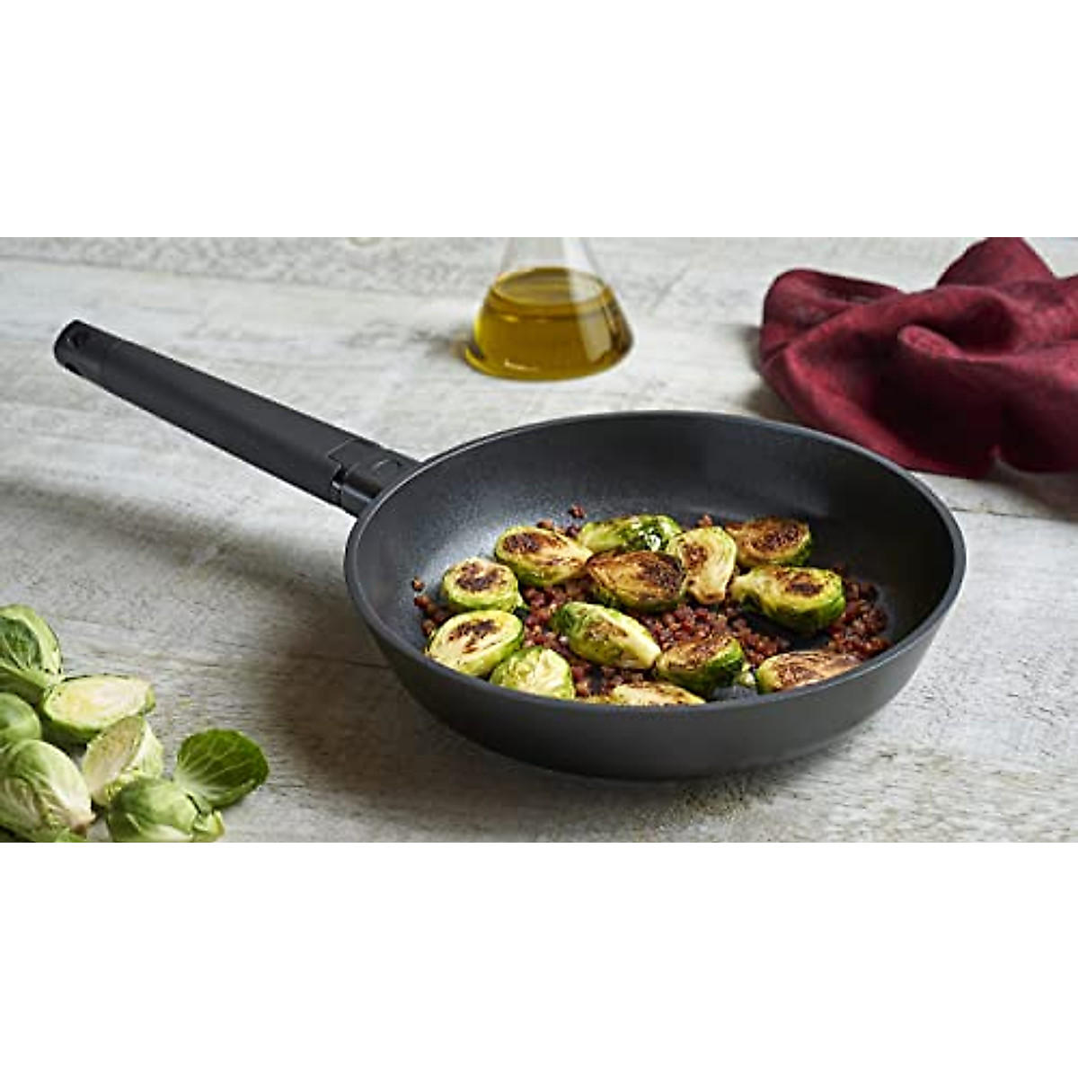 ZAVOR Noir 10 Inch Skillet - Premium Cast Aluminum with Titanium-based Nonstick Ceramic Coating & Removable Handles - Ultra Lightweight - Oven & Induction Ready | Noir Collection