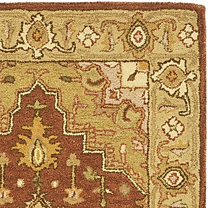 SAFAVIEH Heritage Collection 3' x 5' Rust / Gold HG345A Handmade Traditional Oriental Premium Wool Area Rug