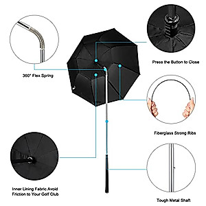 G4Free Golf Bag Umbrella for Club Protection Flex Umbrella (Black)