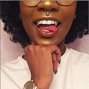 Niv's Bling - Two 14K Gold Plated Single Top Fang Tooth Grill Cap (Gold)