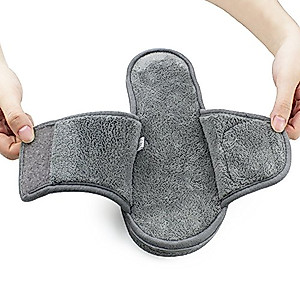 Magtoe House Slippers for Men Open Toe Slippers - Mens Adjustable Closure Strap Slippers Home Indoor Slides Slippers Shoes Memory Foam Summer Micro Suede Slippers, Grey, X-Large(13-14)