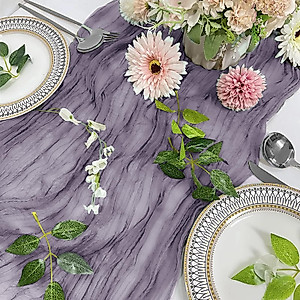 2 Pack Table Runners - RUCKAE Cheesecloth Table Runner 35x120 inch, Gauze Table Runner Cheese Cloth Table Runner for Wedding,Bridal Shower,Baby Shower,Bithday Party Table Decorations(Light Purple)