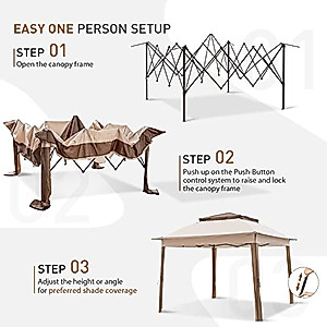 Cool Spot 11x11 Pop-Up Instant Gazebo Tent with Mosquito Netting Outdoor Canopy Shelter with 121 Square Feet of Shade by COOS BAY (Beige)