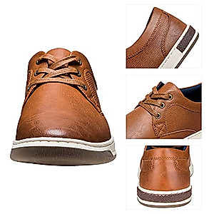 Jousen Men's Casual Shoes Memory Foam Mens Fashion Sneakers 3 Eyelets Business Dress Sneaker (A81Q06 Yellow Brown 8)